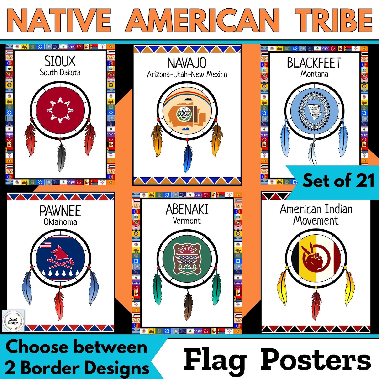 Native American Heritage Month Tribe Posters, Tribe Flags, Bulletin ...