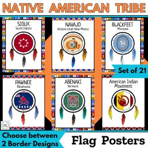 Native American Heritage Month Tribe Posters, Tribe Flags, Bulletin ...