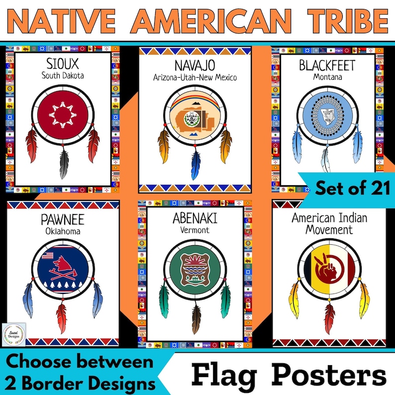 Native American Heritage Month Tribe Posters, Tribe Flags, Bulletin ...