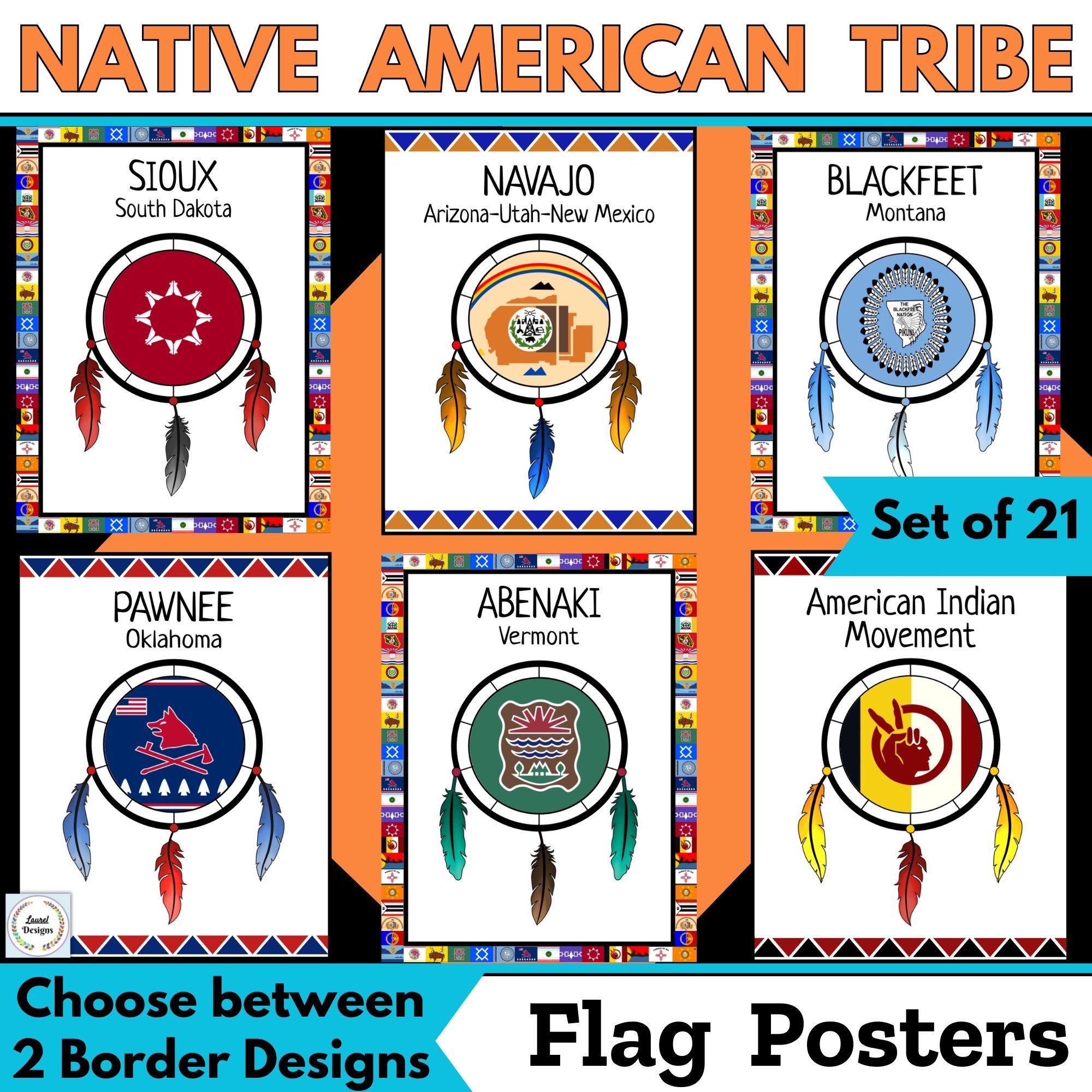 Native American Heritage Month Tribe Posters, Tribe Flags, Bulletin ...