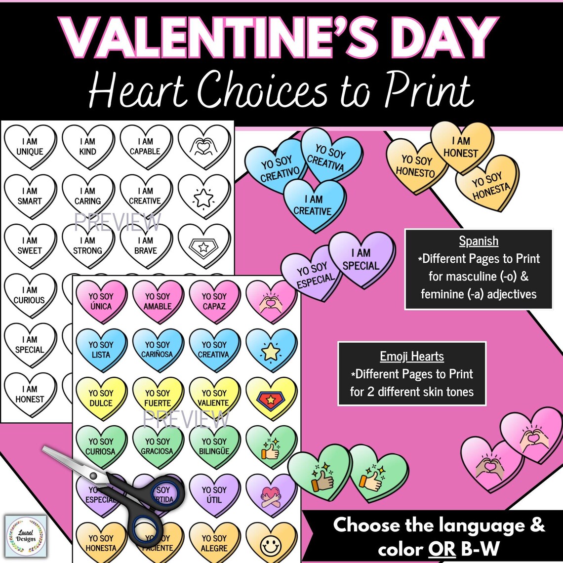 Valentine's Day Craft, Party Activity, Conversation Heart Affirmations ...