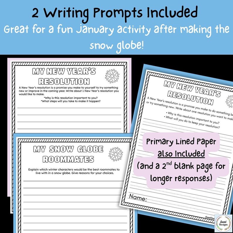 2026 New Year's Craft Activity, Snow Globe Craftivity, New Year's ...