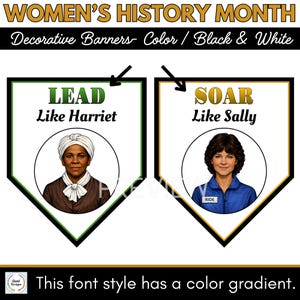Women's History Month Banners, Women's History Month Pennants, Coloring ...