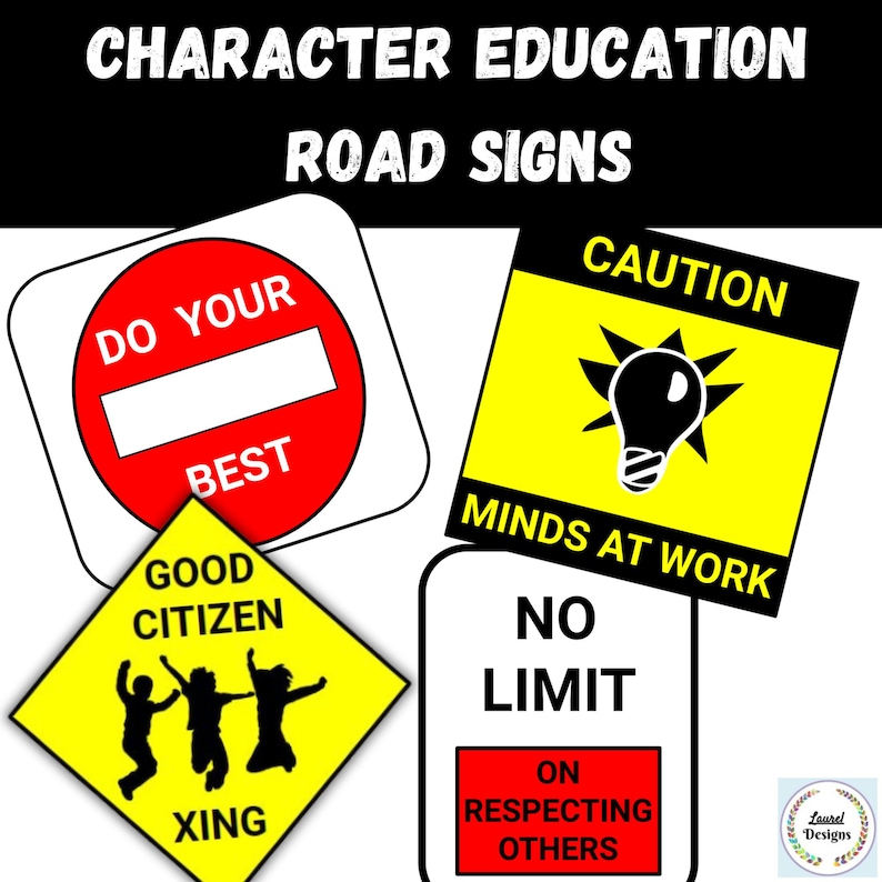 Printable Character Education Posters, Road Signs, Growth Mindset ...