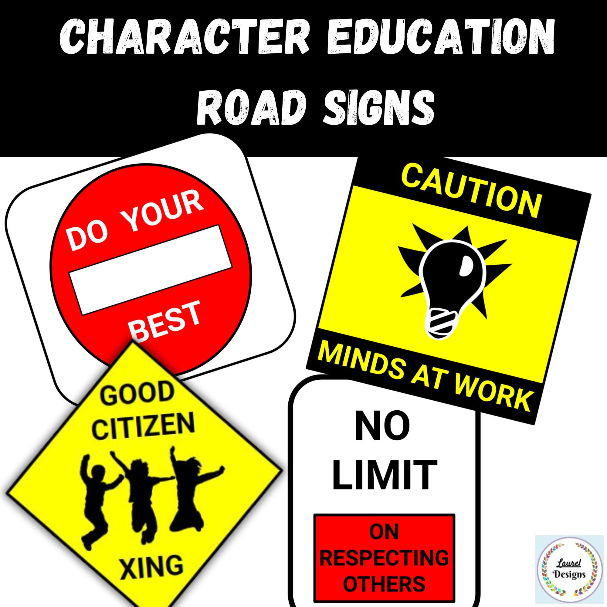 Printable Character Education Posters, Road Signs, Growth Mindset ...