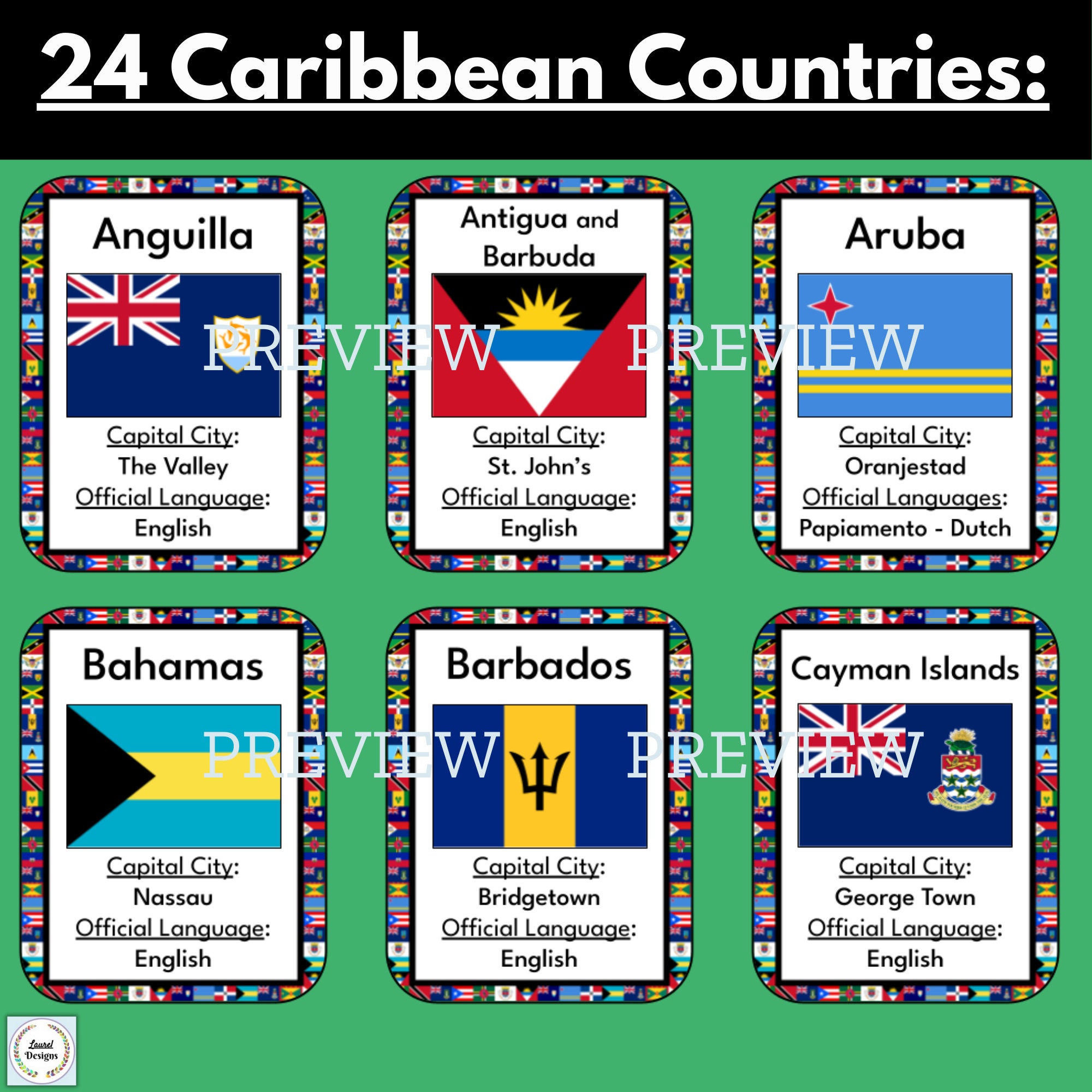 Printable Caribbean American Heritage Month Flash Cards, Caribbean ...