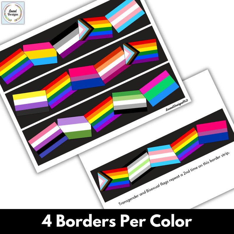 Pride Month Bulletin Board Borders, LGBTQ, LGBTQIA+, Rainbow Flags ...