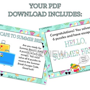 Summer Break Escape Room, Summer Escape Room, Last Day of School, End ...