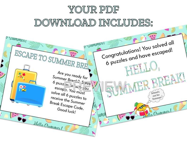 Summer Break Escape Room, Summer Escape Room, Last Day of School, End ...