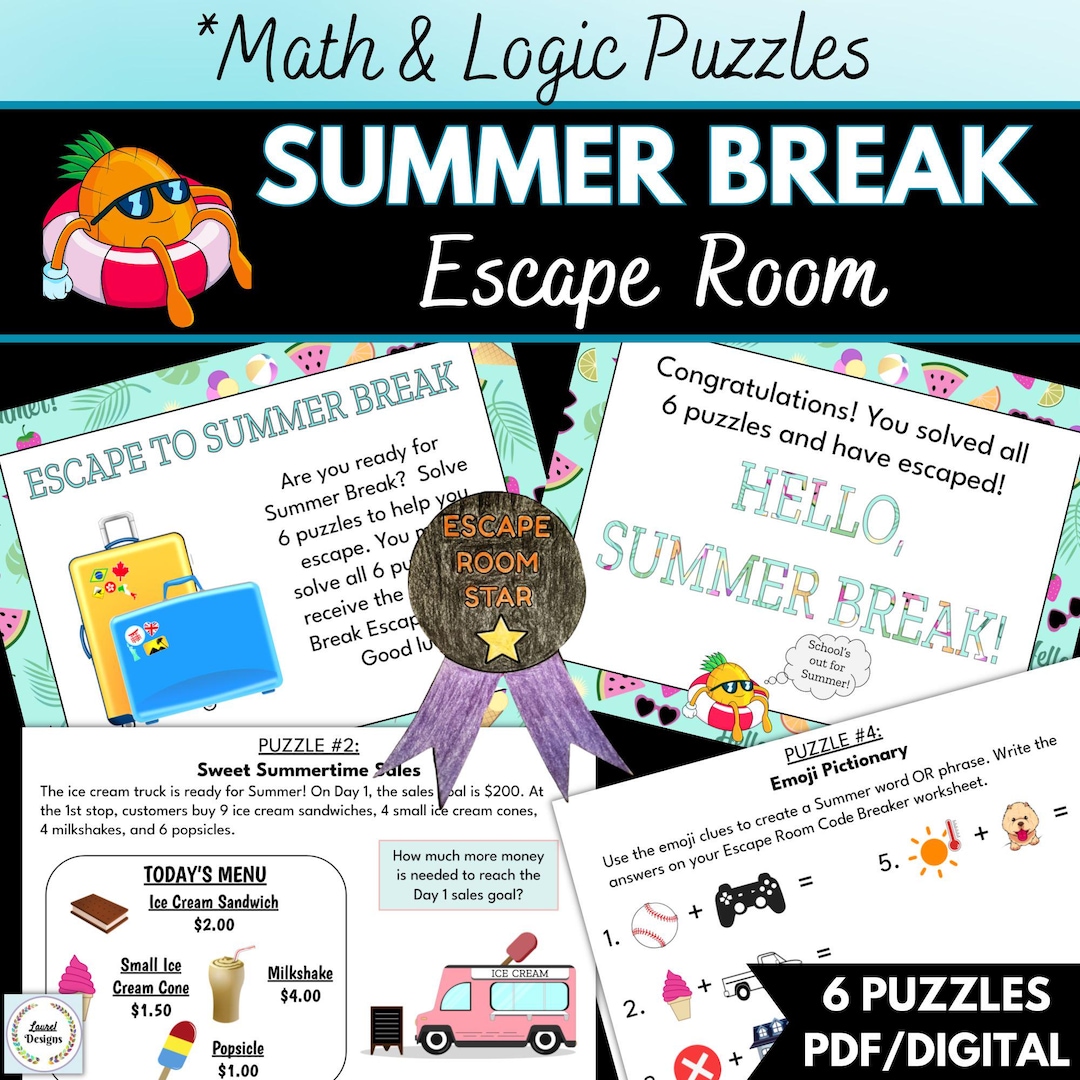Summer Break Escape Room, Summer Escape Room, Last Day of School, End ...