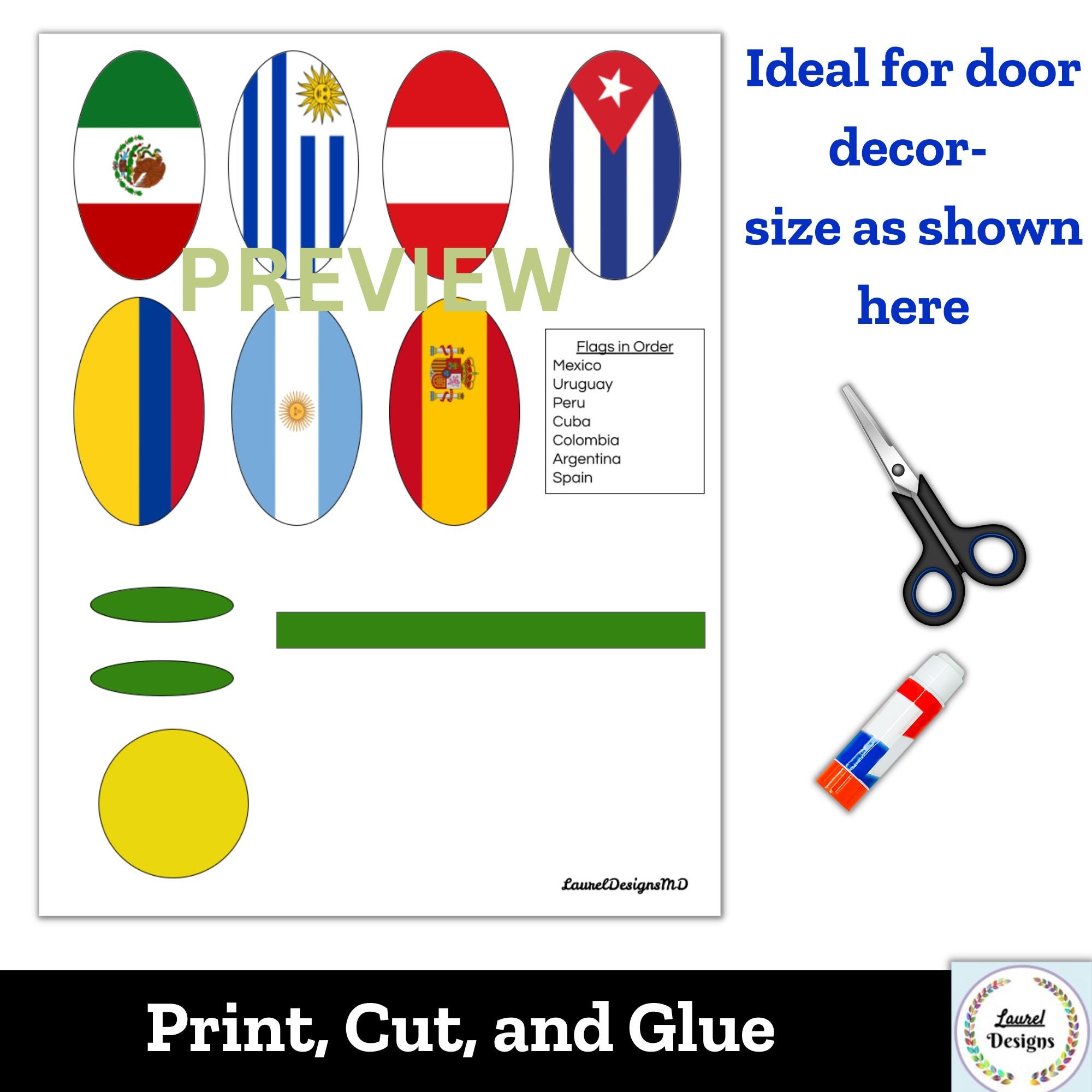 Hispanic Heritage Month Flag Flowers, Mes De La Herencia Hispana, Door ...