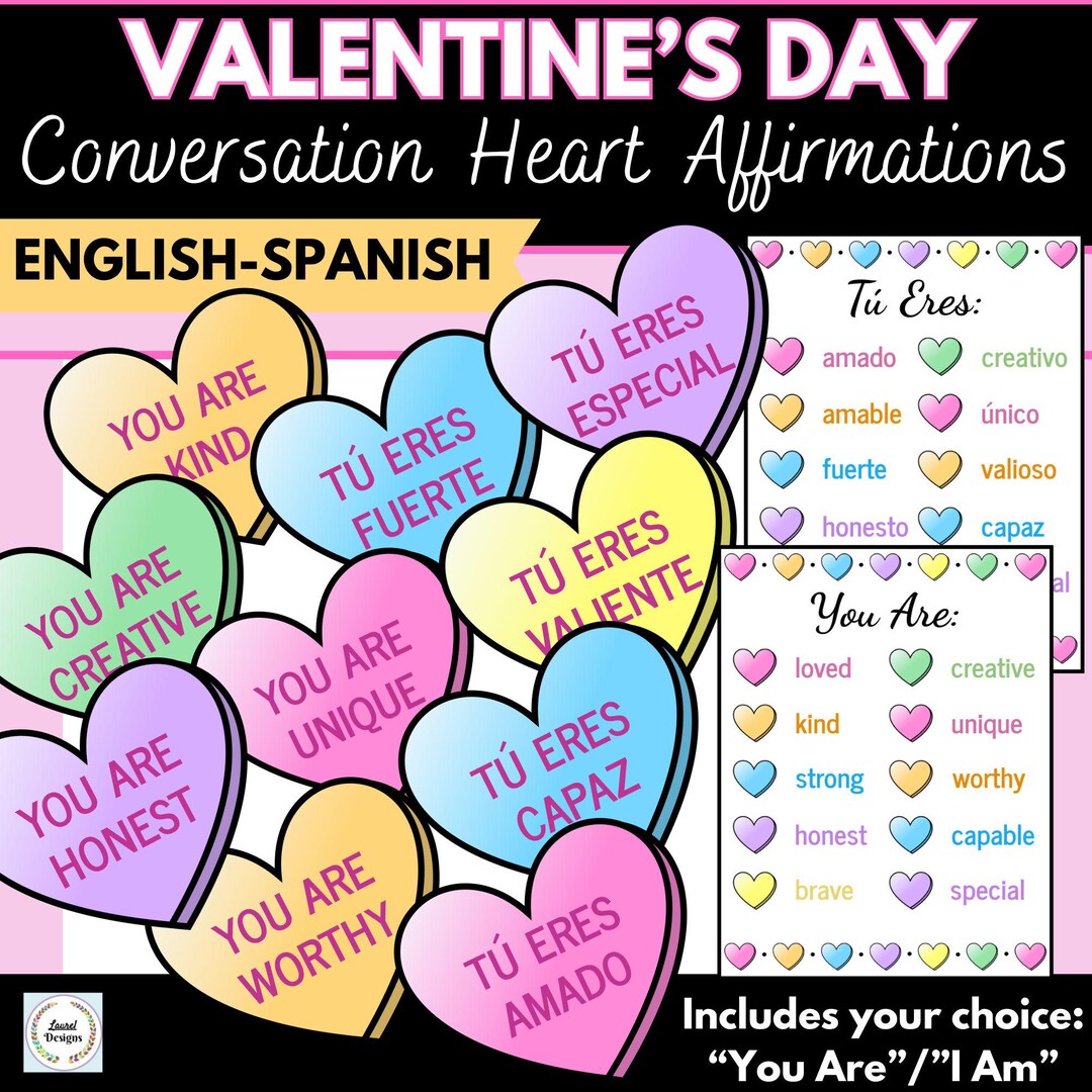 Valentine's Day Conversation Heart Affirmations, Candy Hearts, Bulletin ...