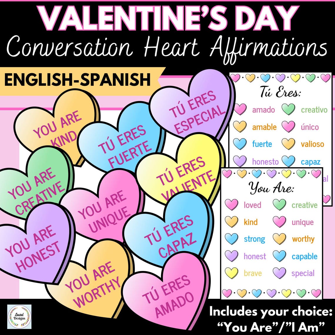 Valentine's Day Conversation Heart Affirmations, Candy Hearts, Bulletin ...