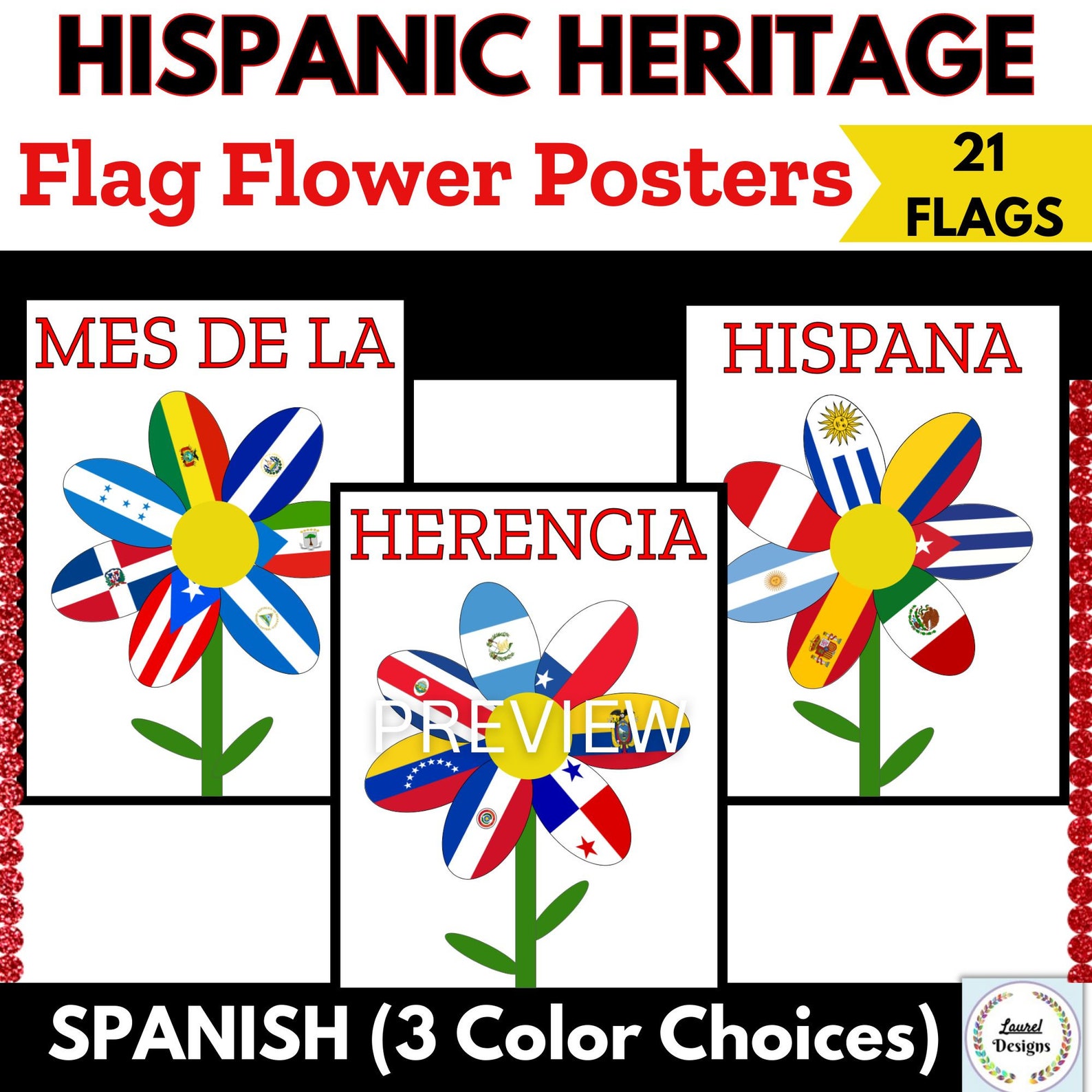 Hispanic Heritage Month Flag Posters, Mes De La Herencia Hispana ...