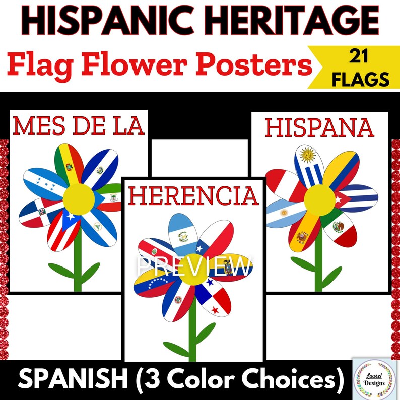 Hispanic Heritage Month Flag Posters, Mes De La Herencia Hispana ...