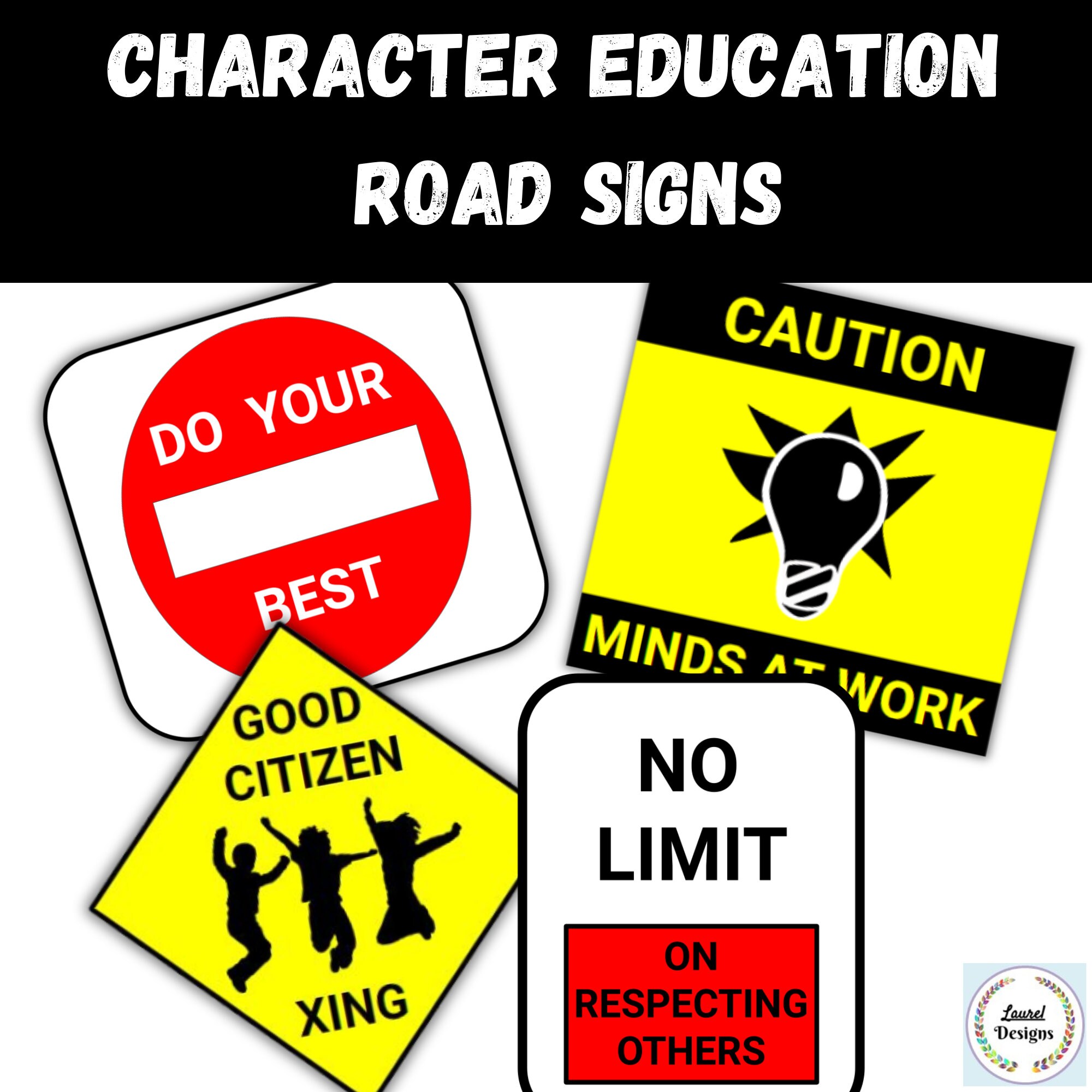 Printable Character Education Posters, Road Signs, Growth Mindset ...