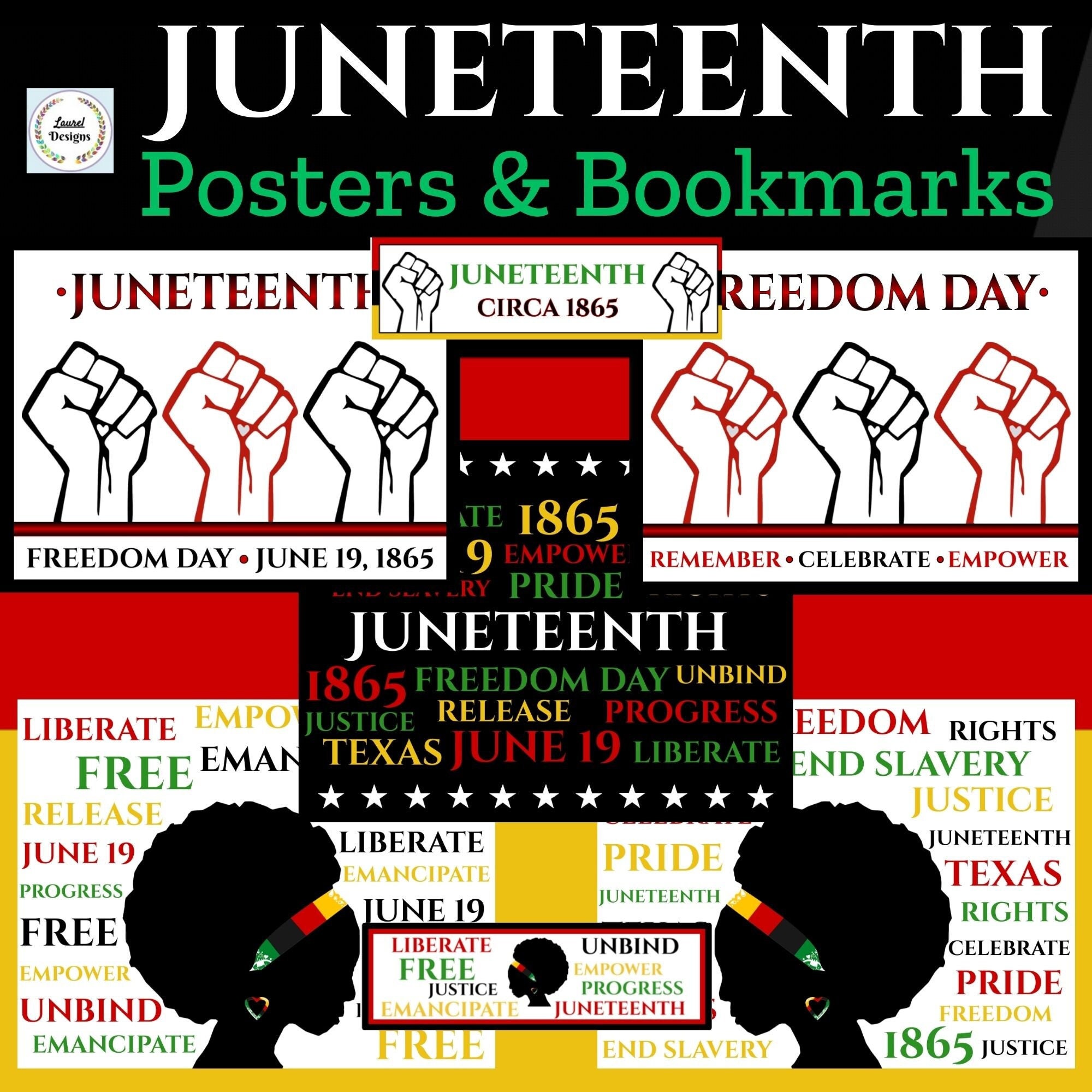 Juneteenth Posters Juneteenth Bookmarks Juneteenth Bulletin - Etsy