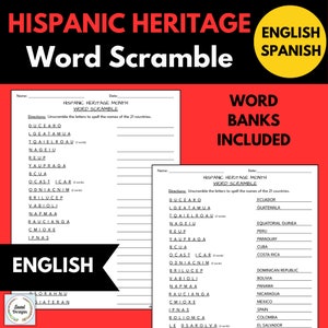 Printable Hispanic Heritage Month Word Puzzles, Worksheets, Coloring ...