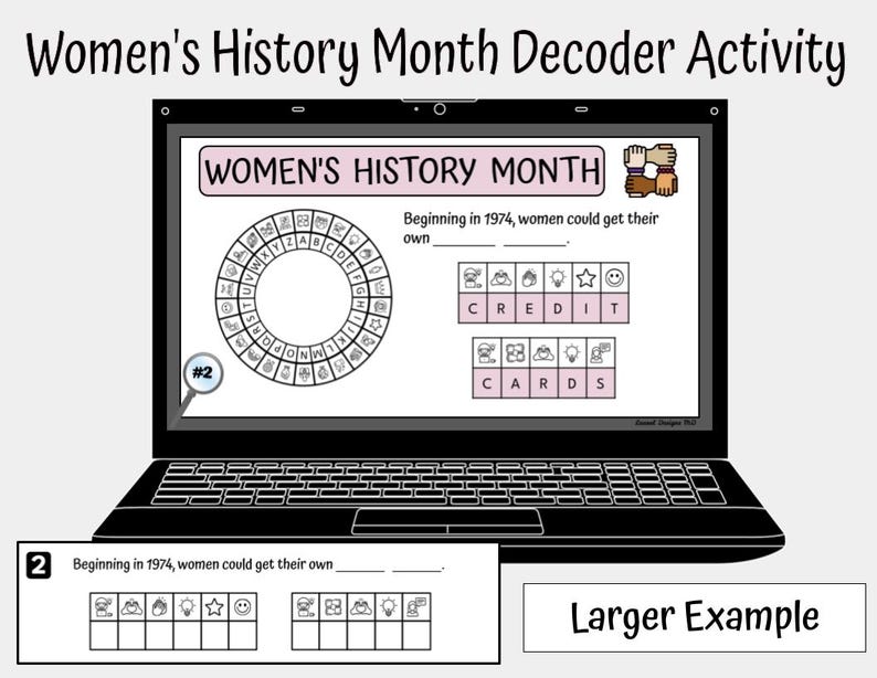 Women's History Month Worksheets, Cipher Wheel Activity, Games, Decoder ...
