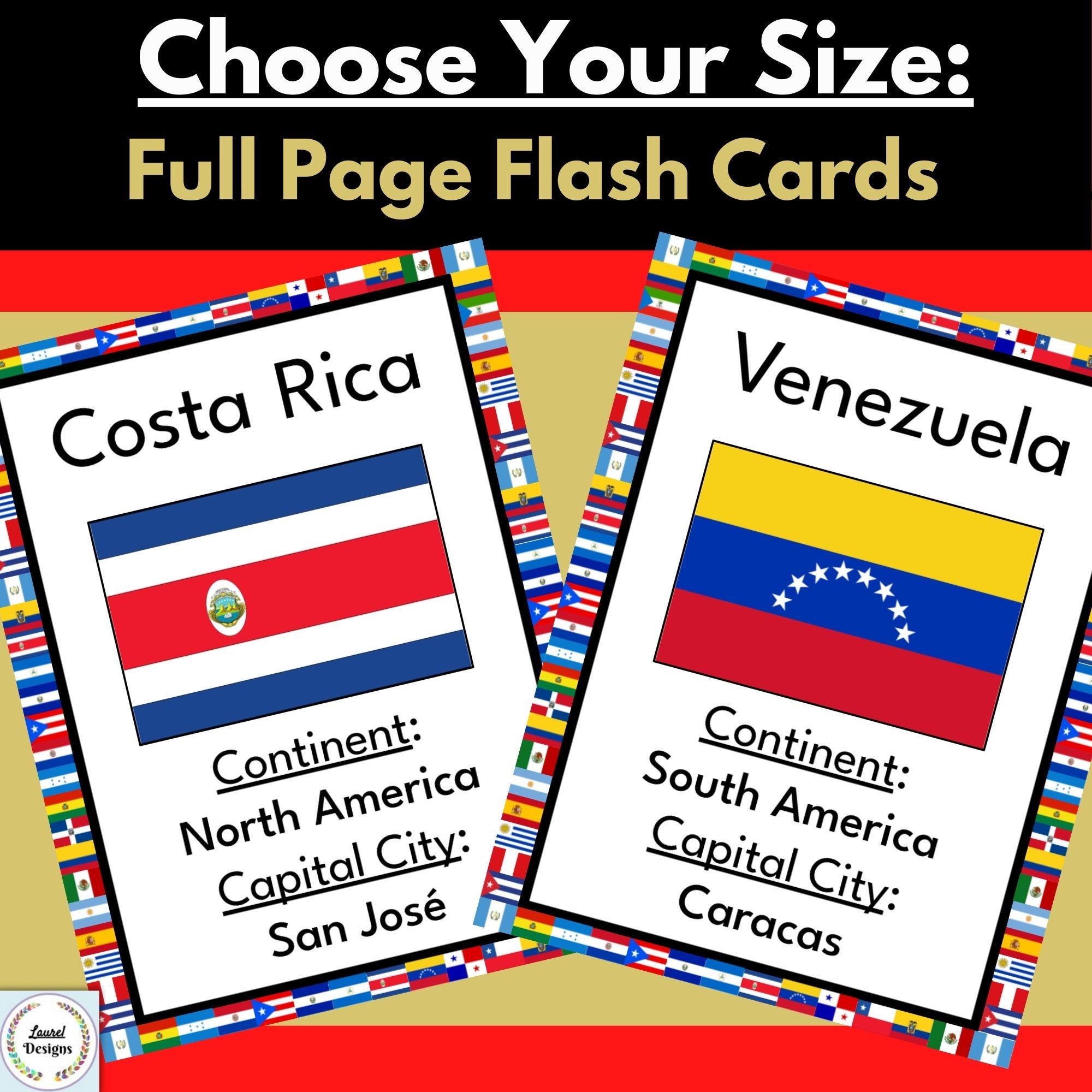 Printable Hispanic Heritage Month Flag Flash Cards, Spanish Country ...