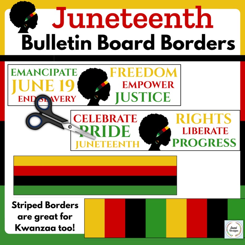 Printable Juneteenth Bulletin Board Borders, Black History Month ...