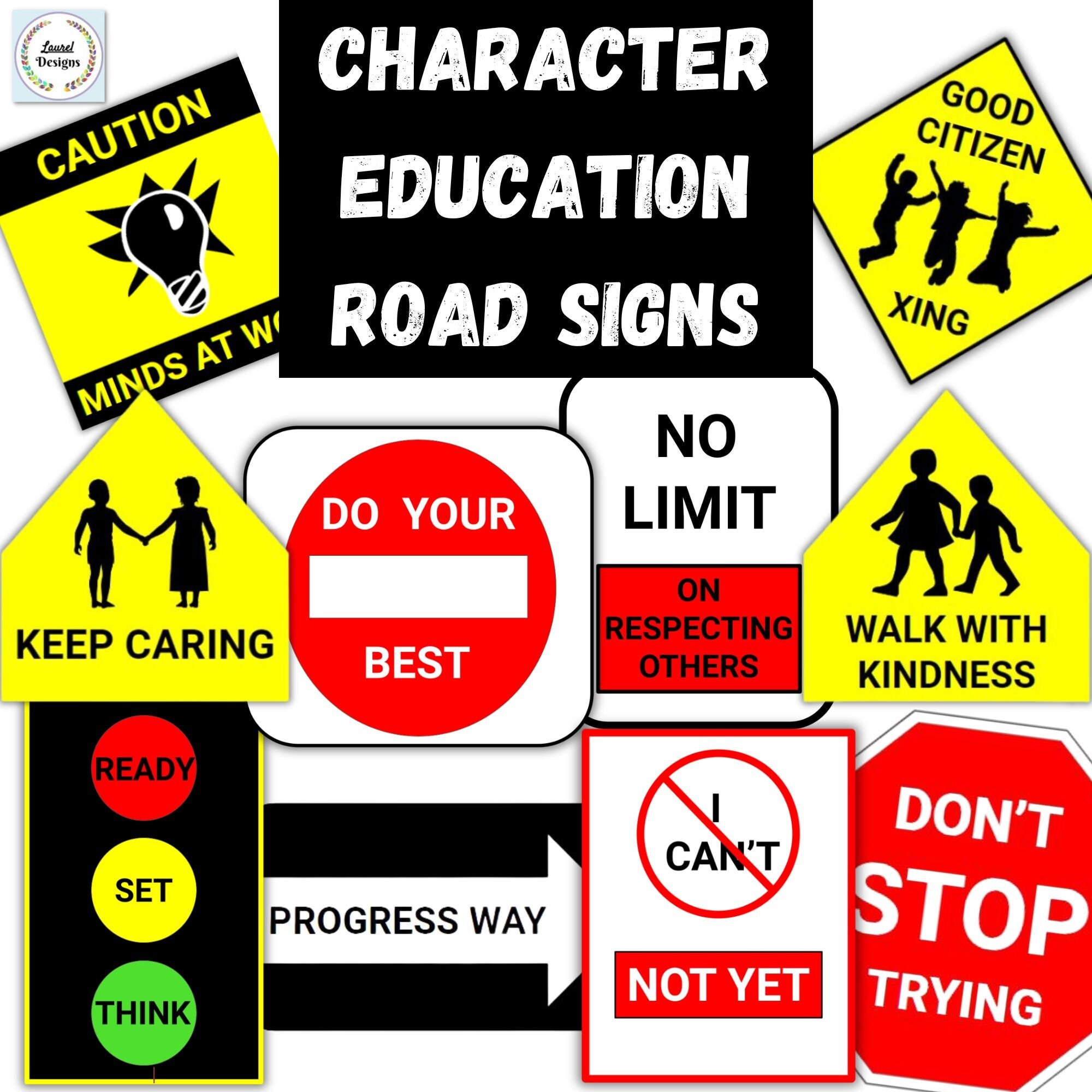 Printable Character Education Posters, Road Signs, Growth Mindset ...