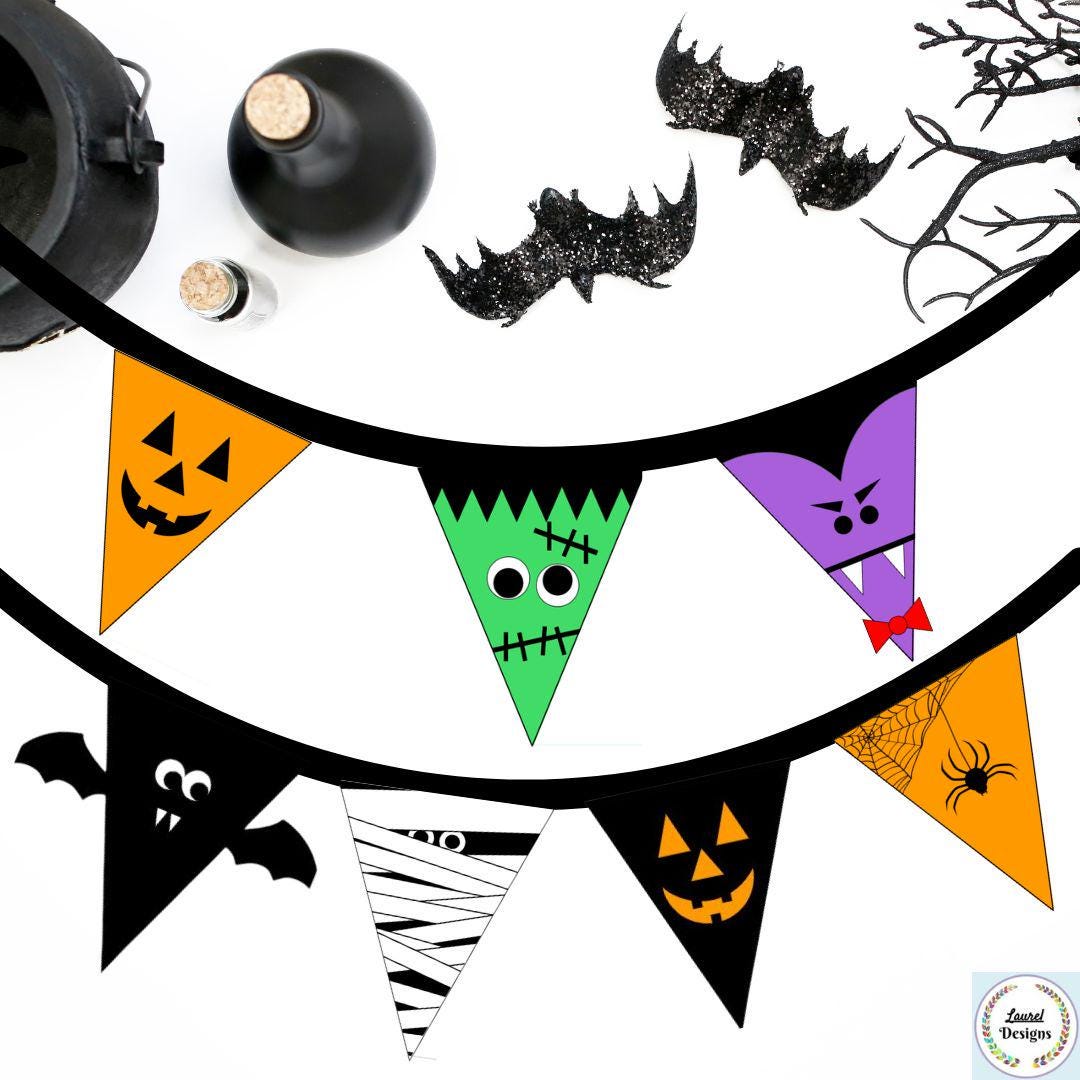 Banderines de Halloween, pancartas de Halloween, decoración de ...