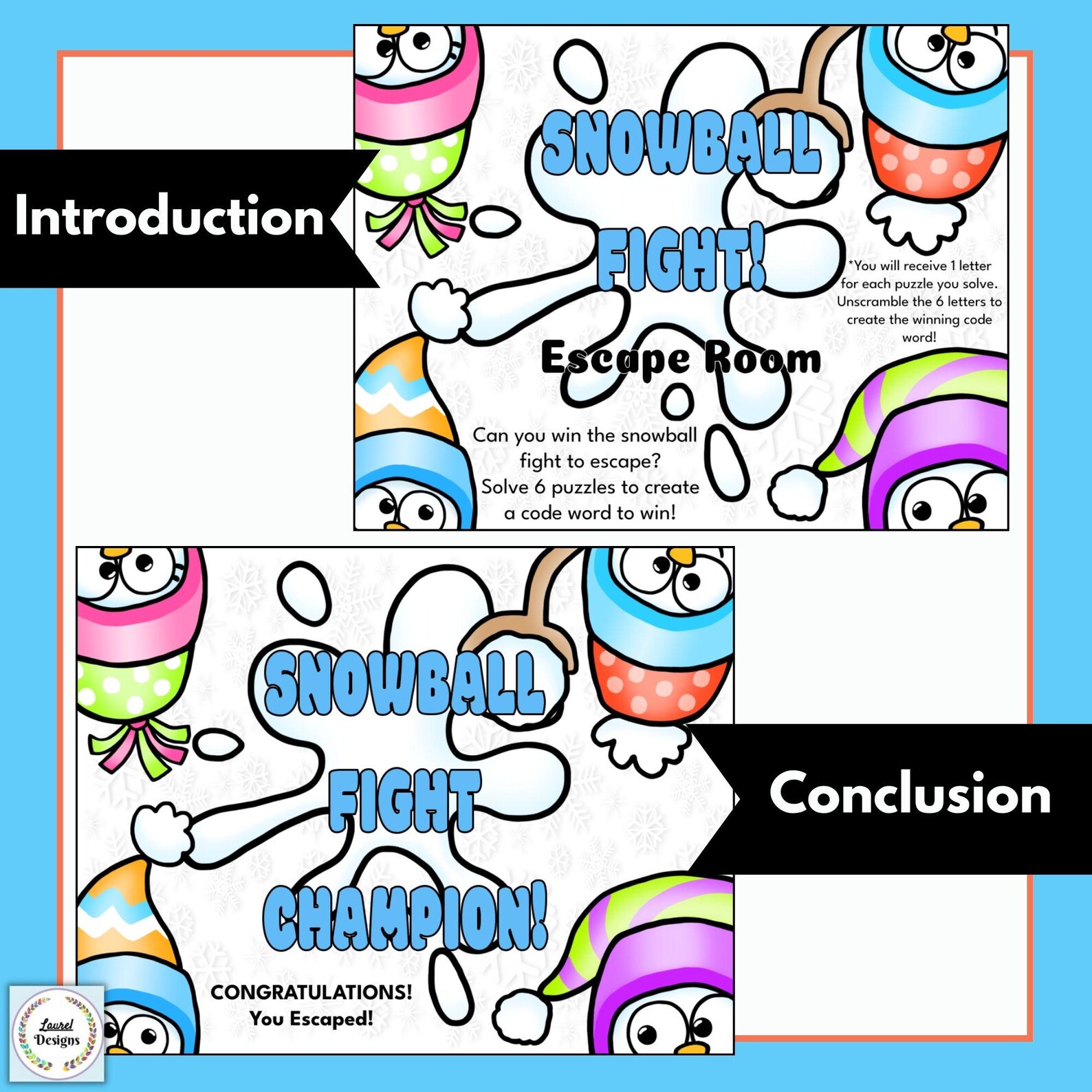 Snowball Fight Escape Room, Winter Escape Room, Winter Challenge, Snow ...