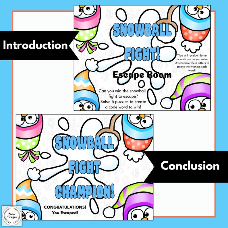 Snowball Fight Escape Room, Winter Escape Room, Winter Challenge, Snow ...