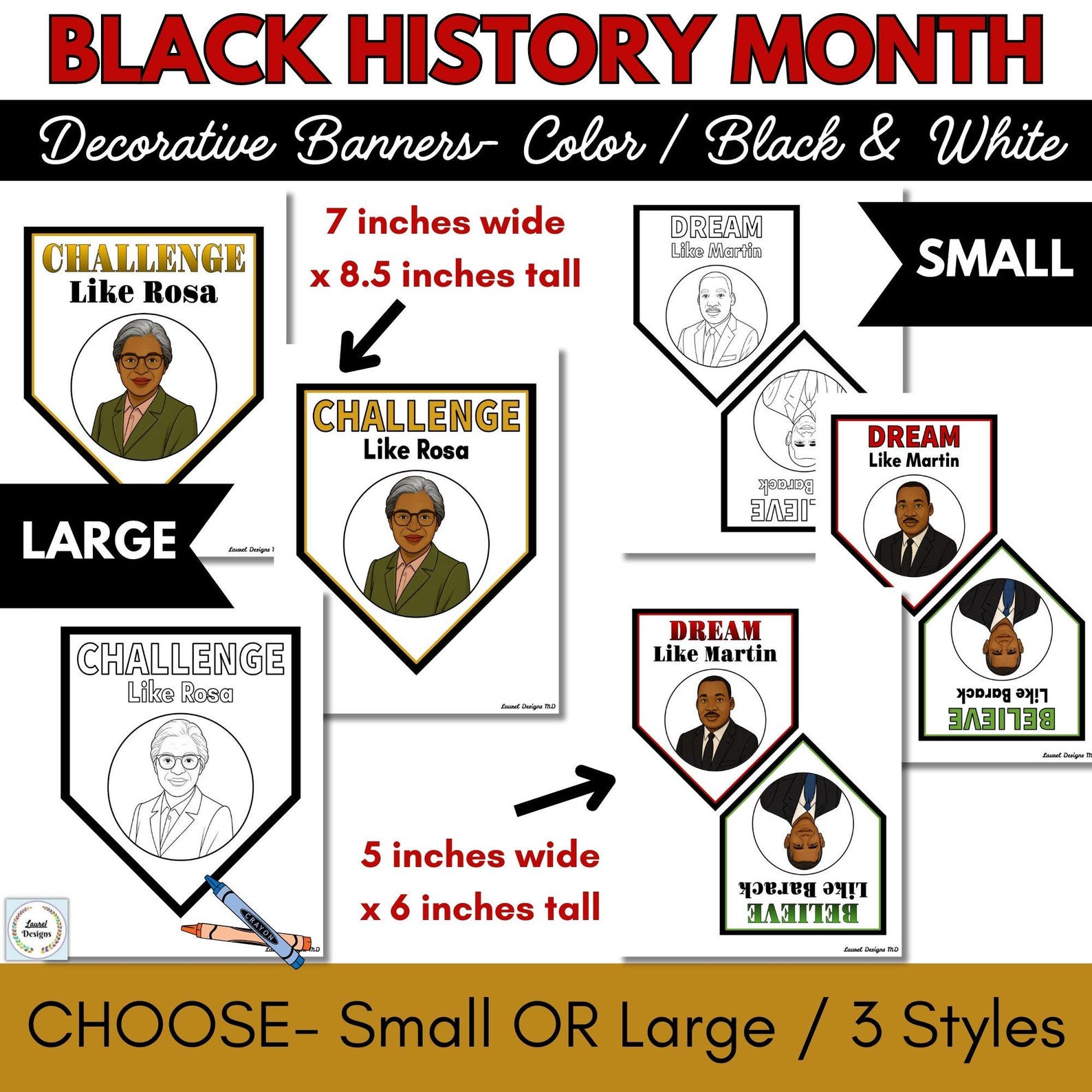 Black History Month Banners, Black History Month Pennants, Coloring ...