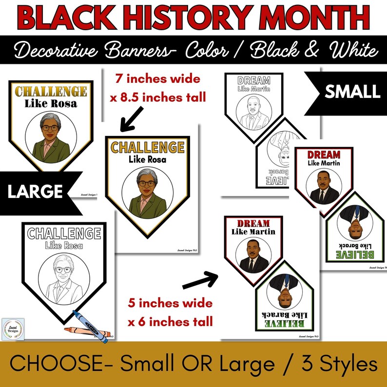 Black History Month Banners, Black History Month Pennants, Coloring ...
