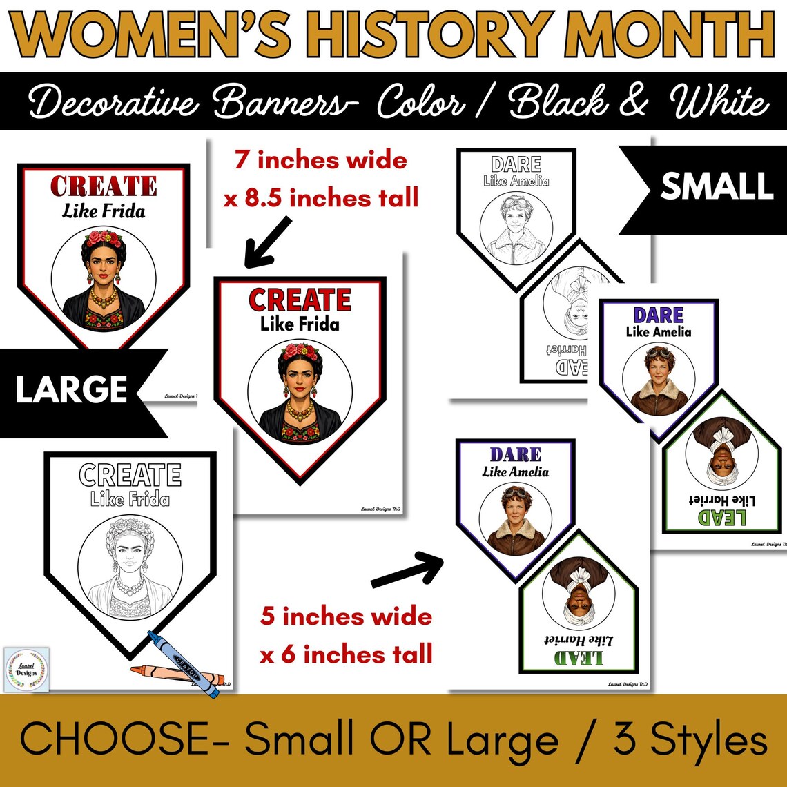 Women's History Month Banners, Women's History Month Pennants, Coloring ...