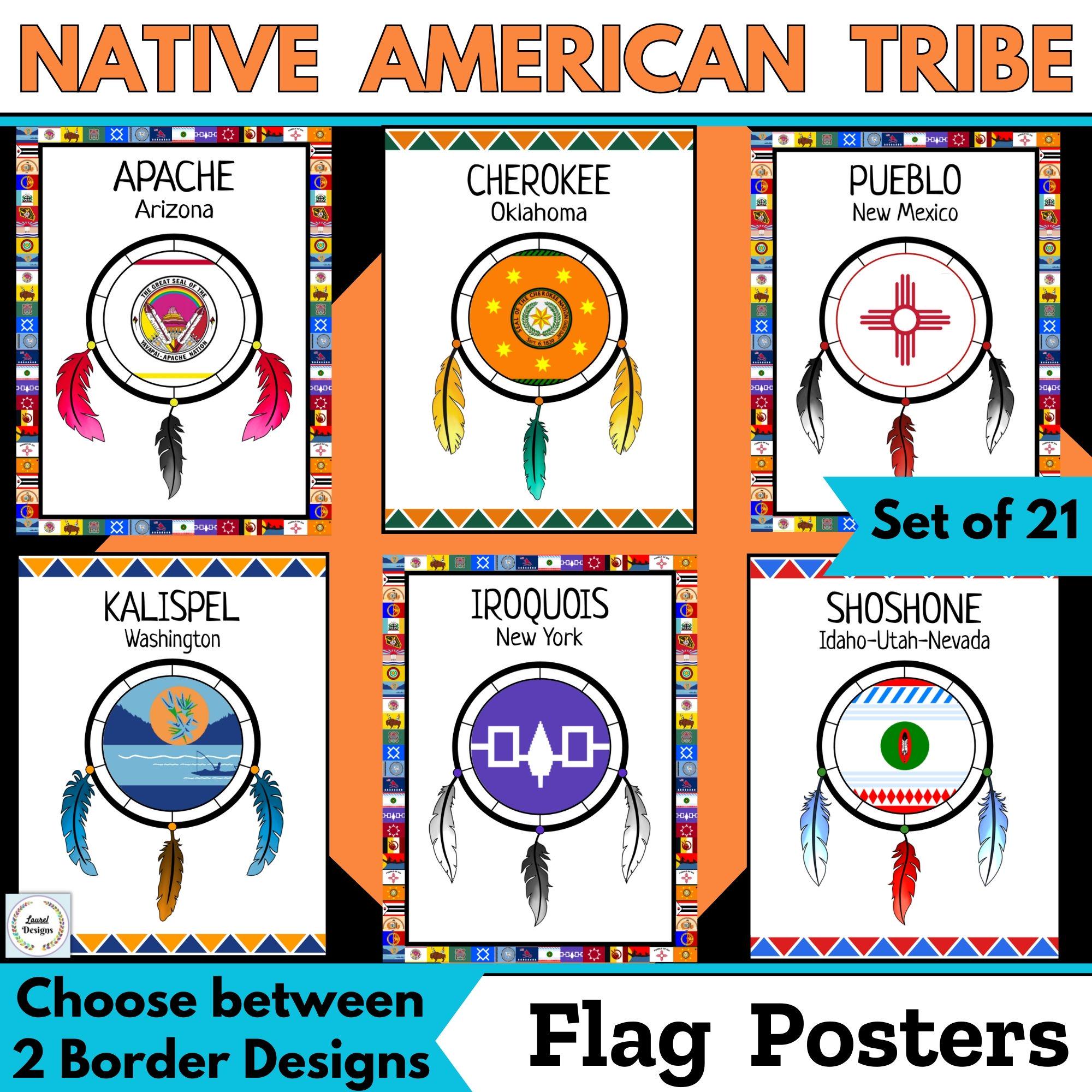 Native American Heritage Month Tribe Posters, Tribe Flags, Bulletin ...