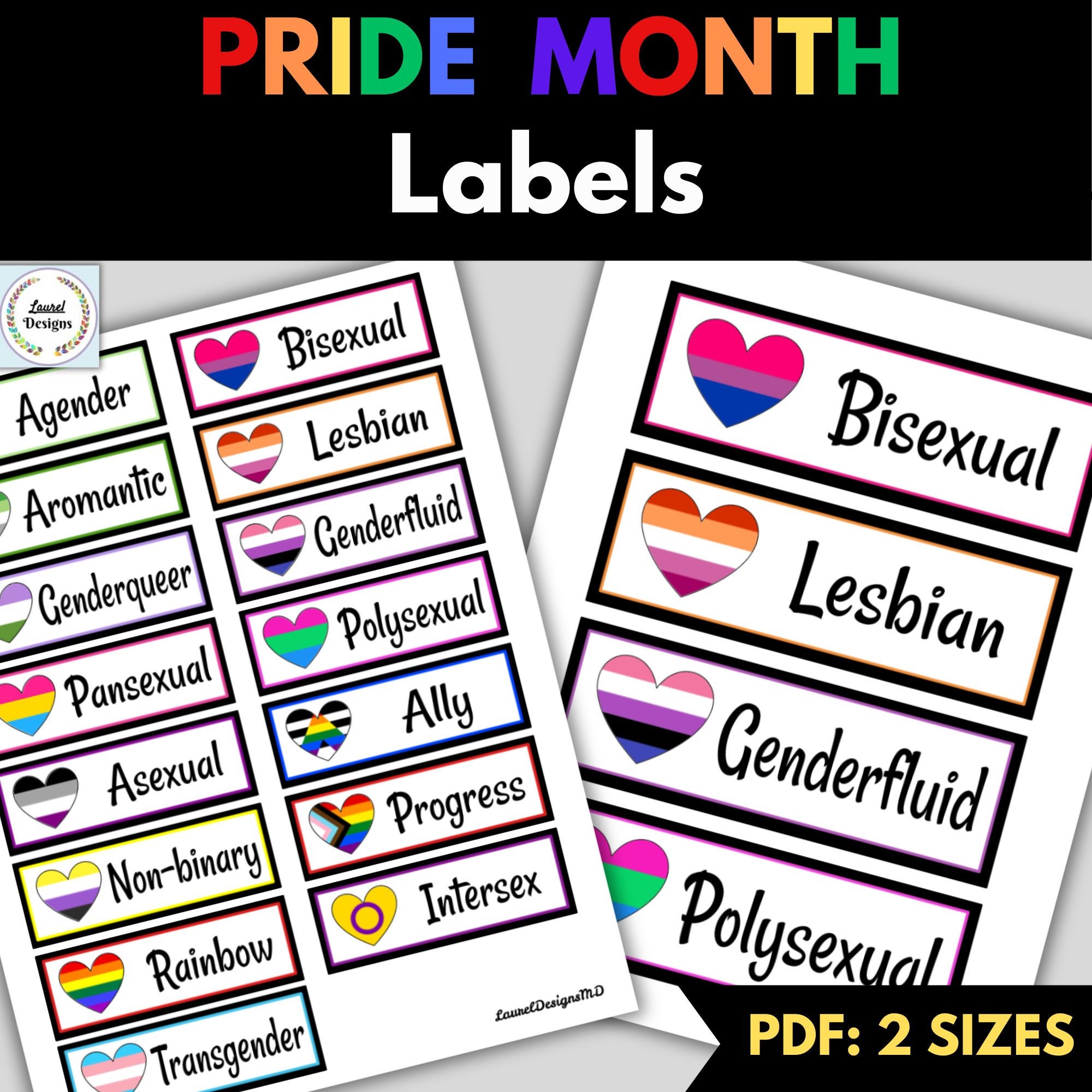Pride Month LGBTQIA Flag Hearts, Pride Flags, Bulletin Board Decor ...