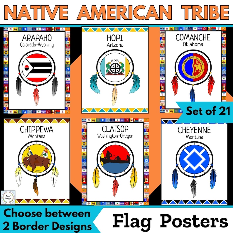 Native American Heritage Month Tribe Posters, Tribe Flags, Bulletin ...