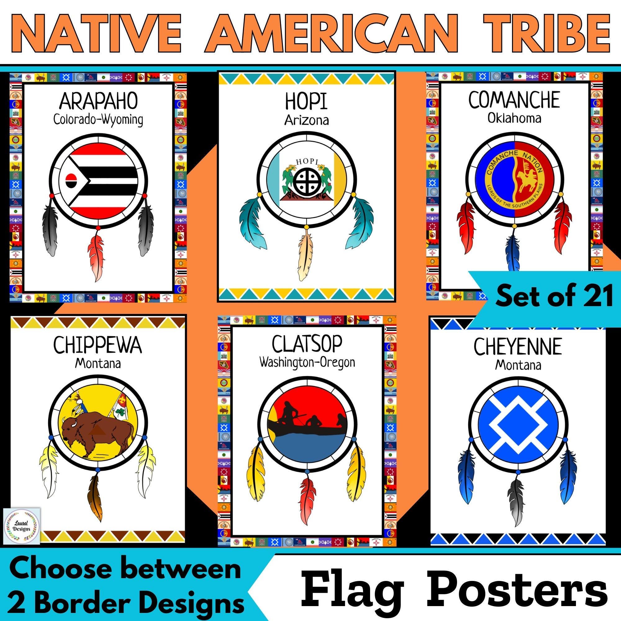 Native American Heritage Month Tribe Posters, Tribe Flags, Bulletin ...