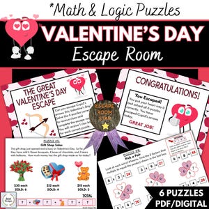 Valentine's Day Escape Room, Math Puzzles, Logic Puzzles DIGITAL ...