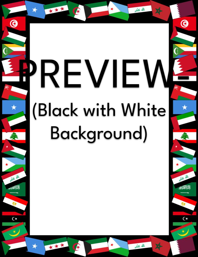 Arab Flags Page Borders-frames, Arab American Heritage Month Flags Page ...