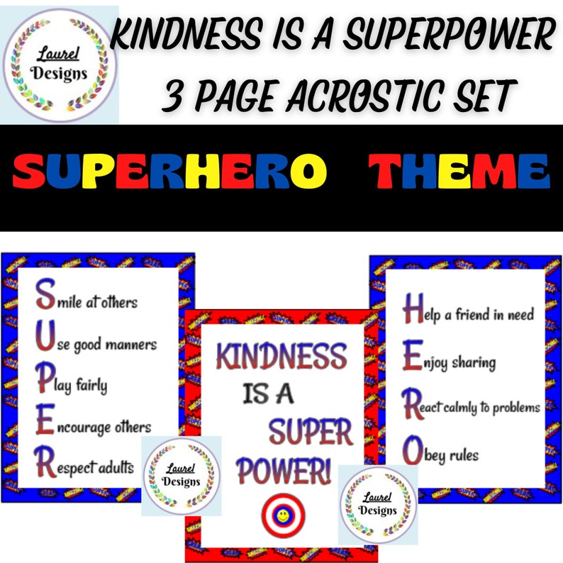 Superhero Theme Classroom Decor/bulletin Board/posters/labels/bookmarks ...