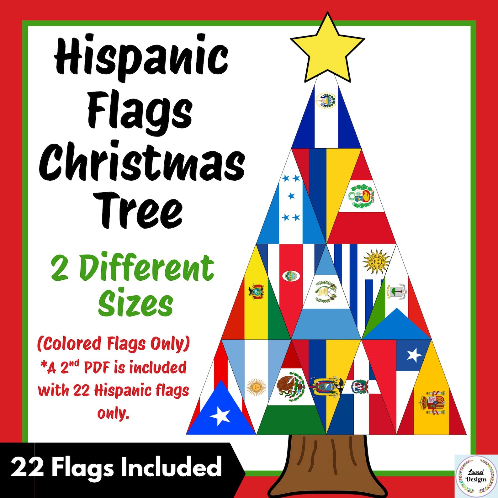 Christmas Around the World Flag Tree Decor, Multicultural Christmas ...