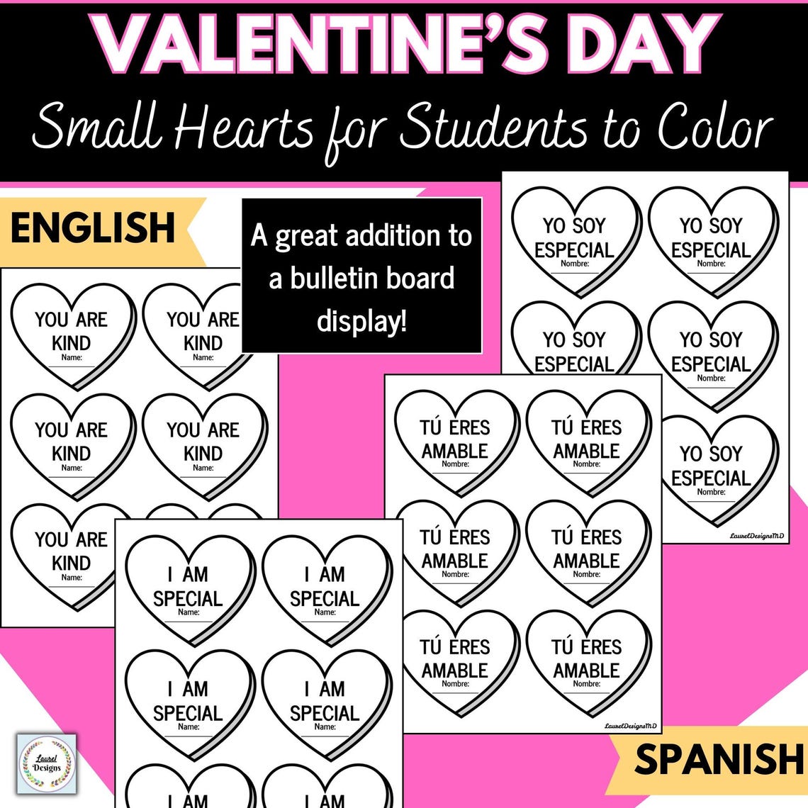 Valentine's Day Conversation Heart Affirmations, Candy Hearts, Bulletin ...