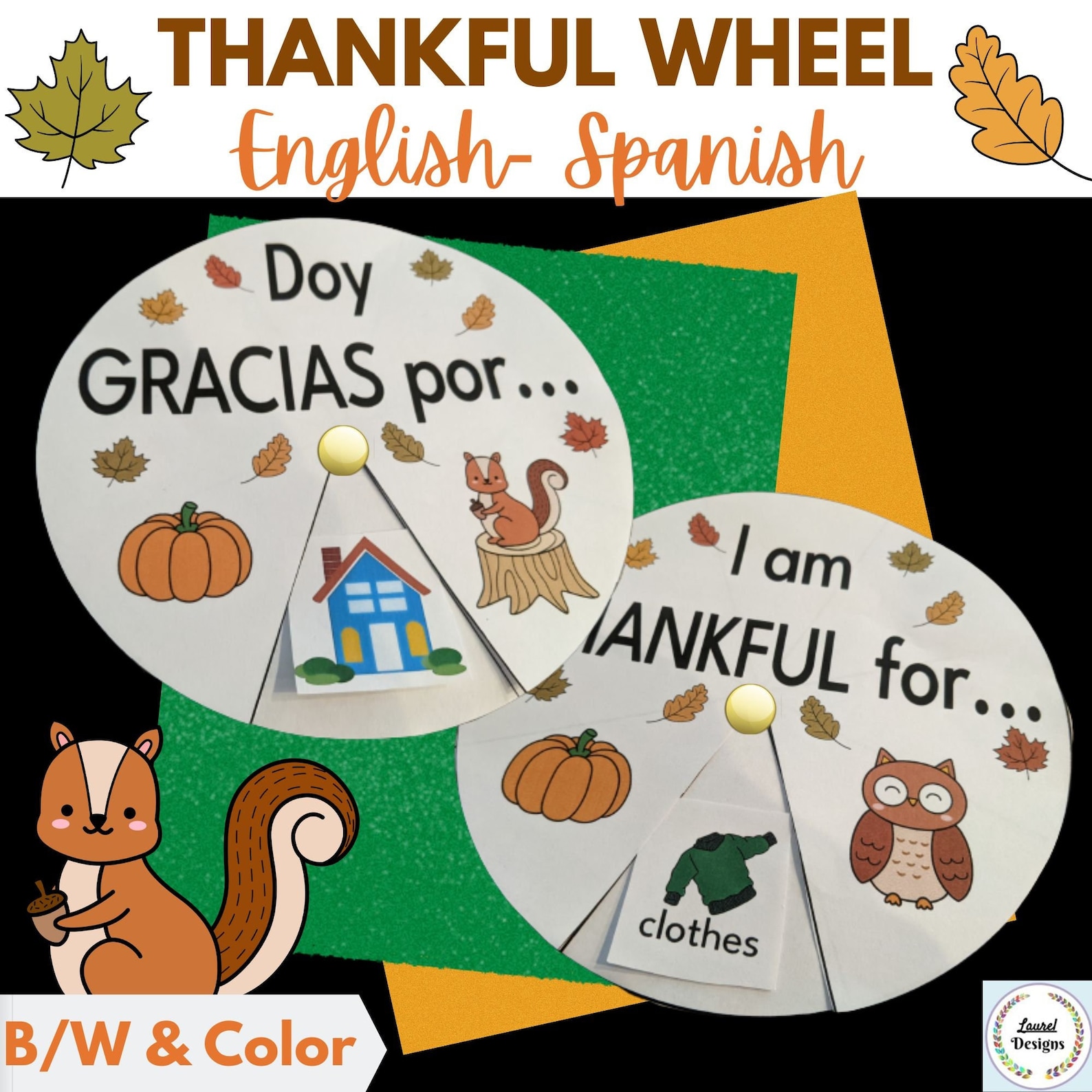 Thanksgiving Activity, Thankful Wheel, English and Spanish, I Am ...
