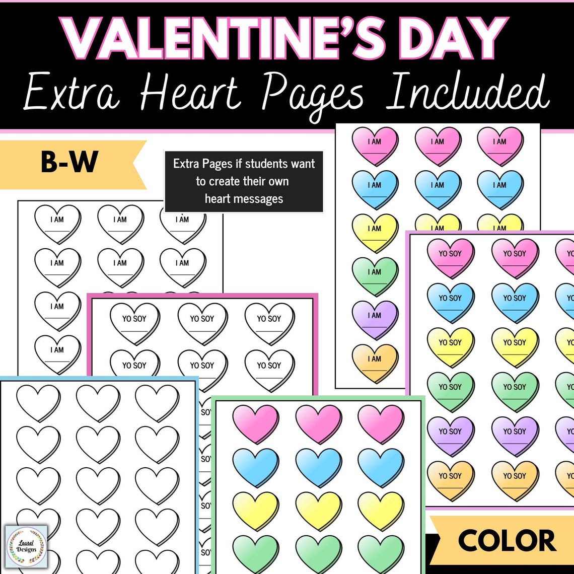 Valentine's Day Craft, Party Activity, Conversation Heart Affirmations ...