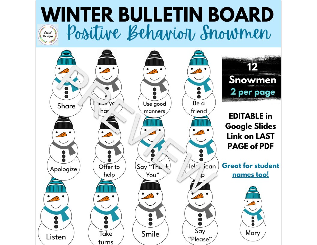 Winter-snowman Bulletin Board, Kindness Theme, It's Cool to Be Kind ...