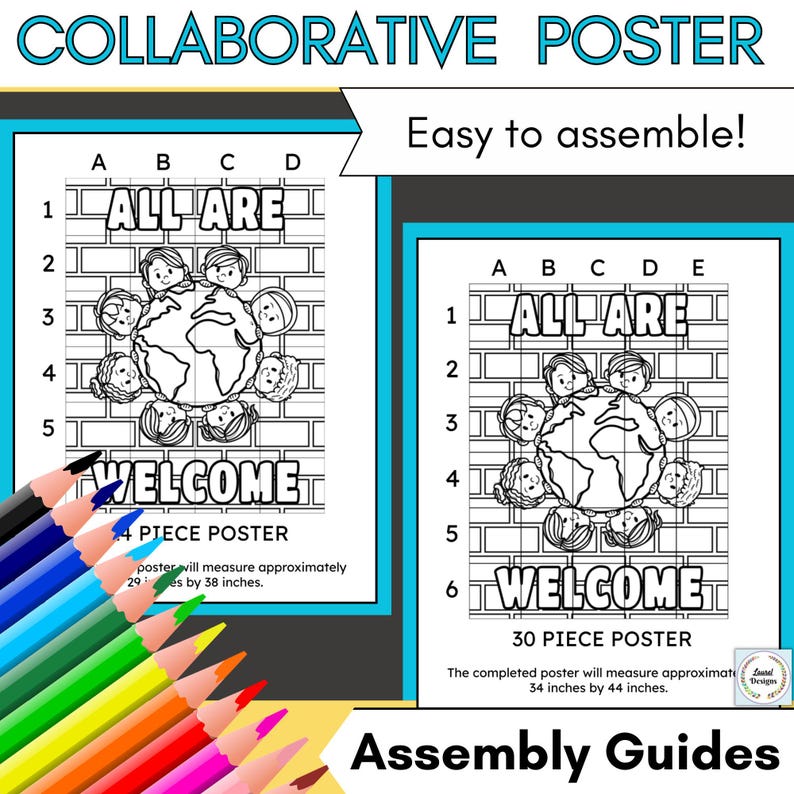 All Are Welcome Collaborative Coloring Poster, Collaboration Poster ...