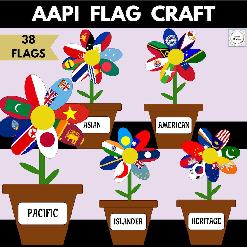 Printable AAPI Heritage Month Flag Flowers Craft, Asian American ...