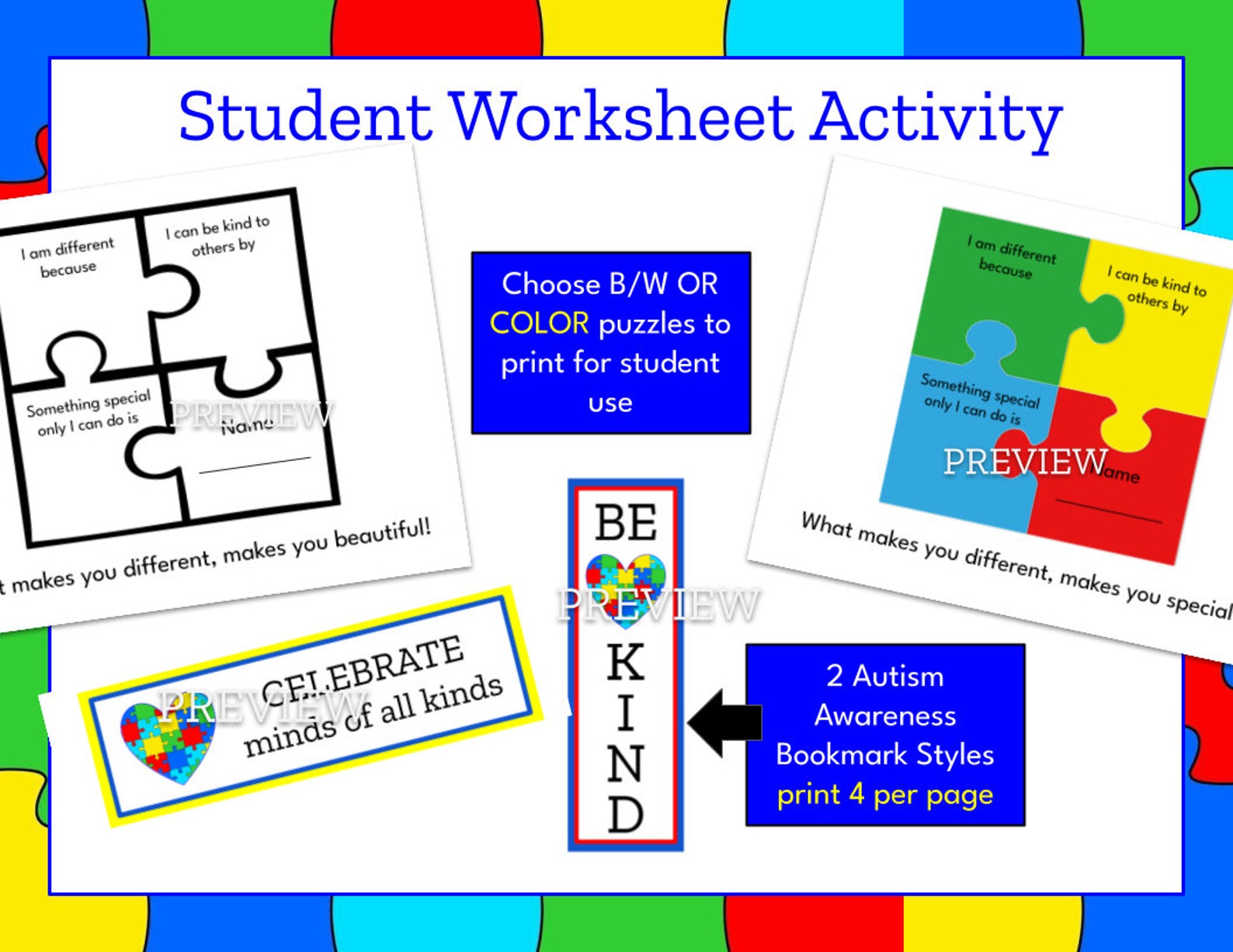 Autism Awareness Bulletin Board Poster Set Student - Etsy