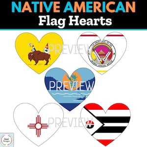 Native American Heritage Month Flag Hearts Printables, Bulletin Board ...