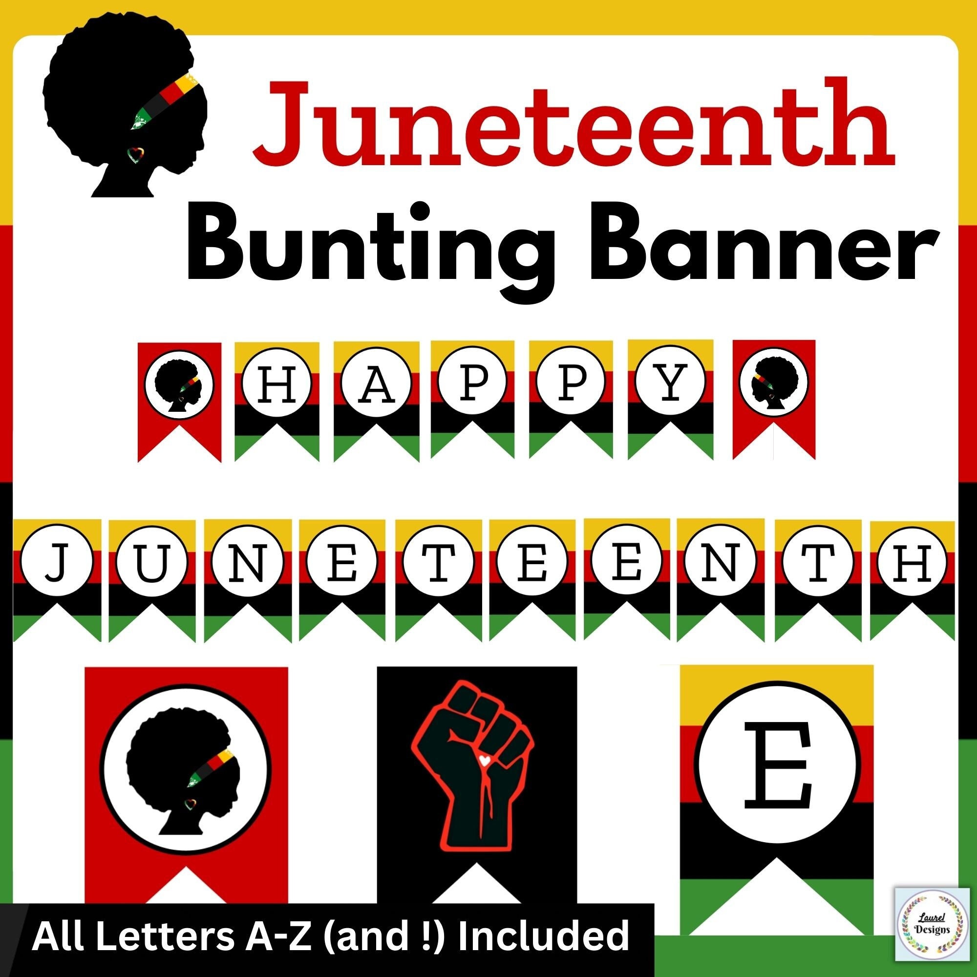 Juneteenth Bunting Banner, Black History Month Bunting Banner Letters ...