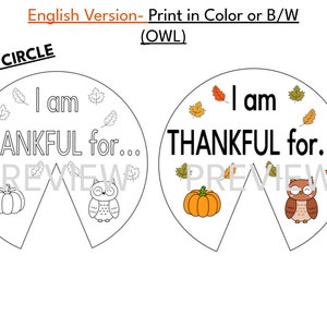 Thanksgiving Activity, Thankful Wheel, English and Spanish, I Am ...